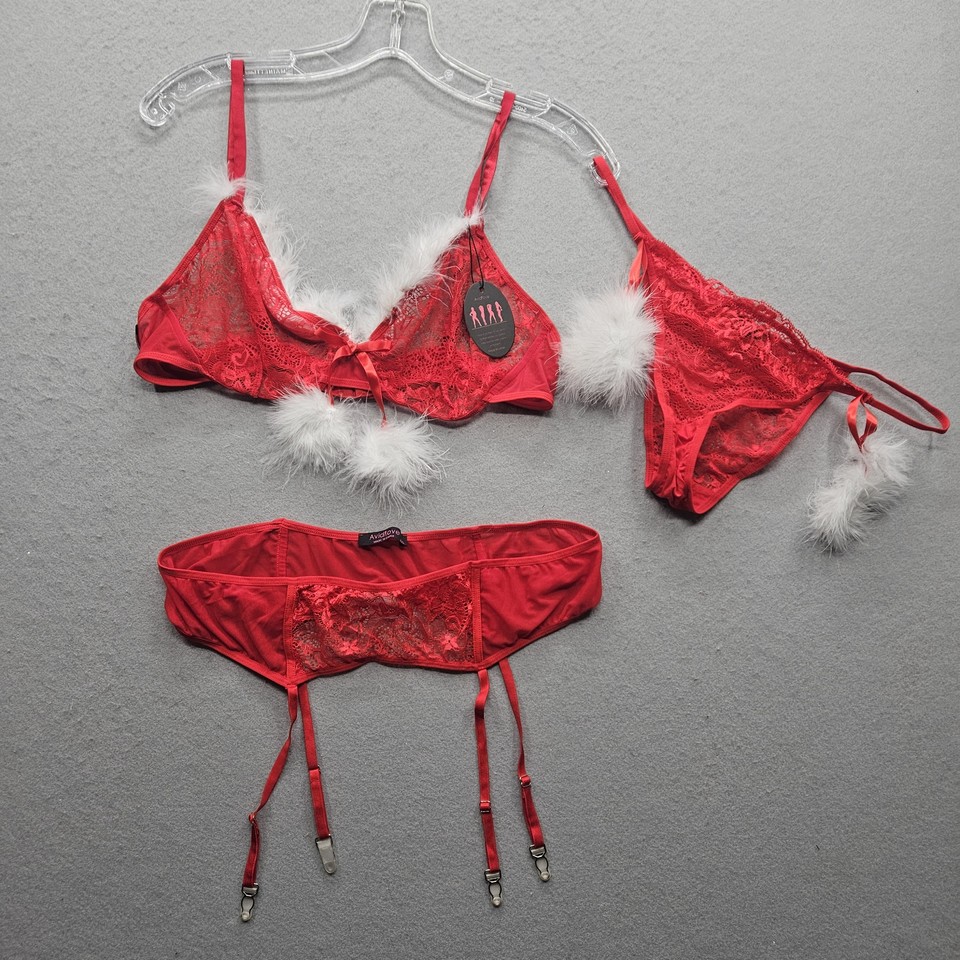 AvidLove Women's XXL Red Christmas Bra and Panty Set Lingerie NWT | eBay