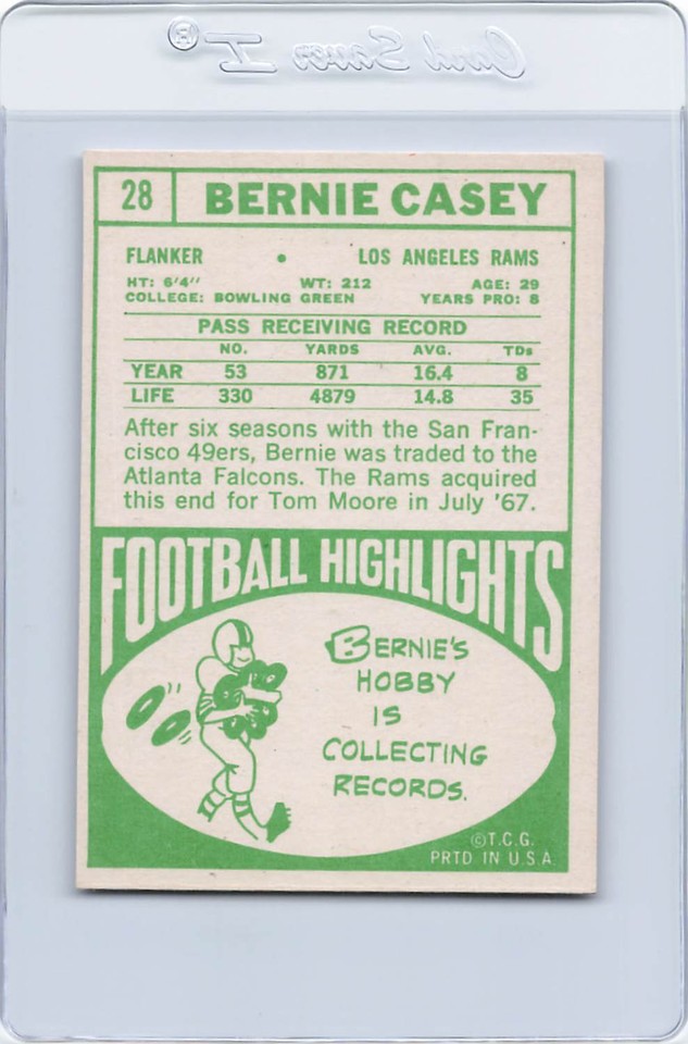 1968 Topps #28 Bernie Casey Rams NM *DA-C9817 | eBay