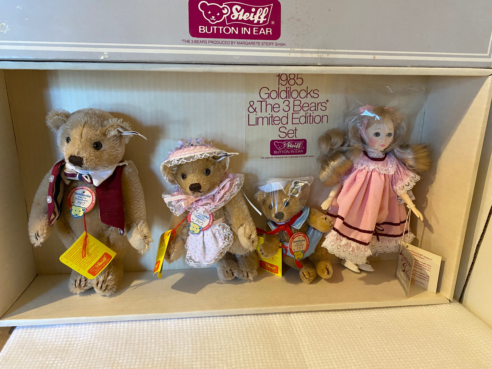 Steiff & Suzanne Gibson 1985 Goldilocks & the 3 Bears Box Set Toys 3417 ...