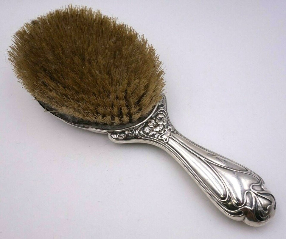 English Sterling Art Nouveau Hair Brush with Woman by Charles Humphries ...