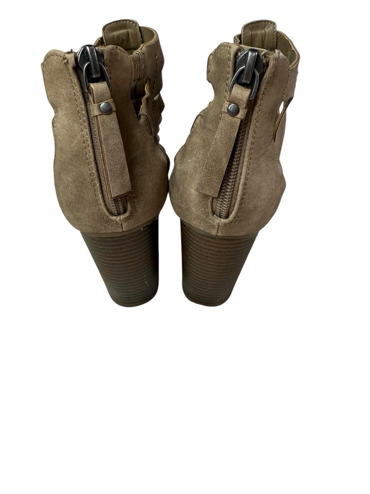 Women’s Indigo Rd Tan Heeled Sandals Size 9 Open Toed Zip Back | eBay