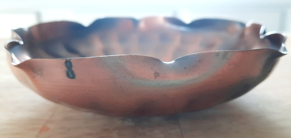 Vintage Gregorian Copper Bowl Hammered Solid Copper Flower Design Made ...