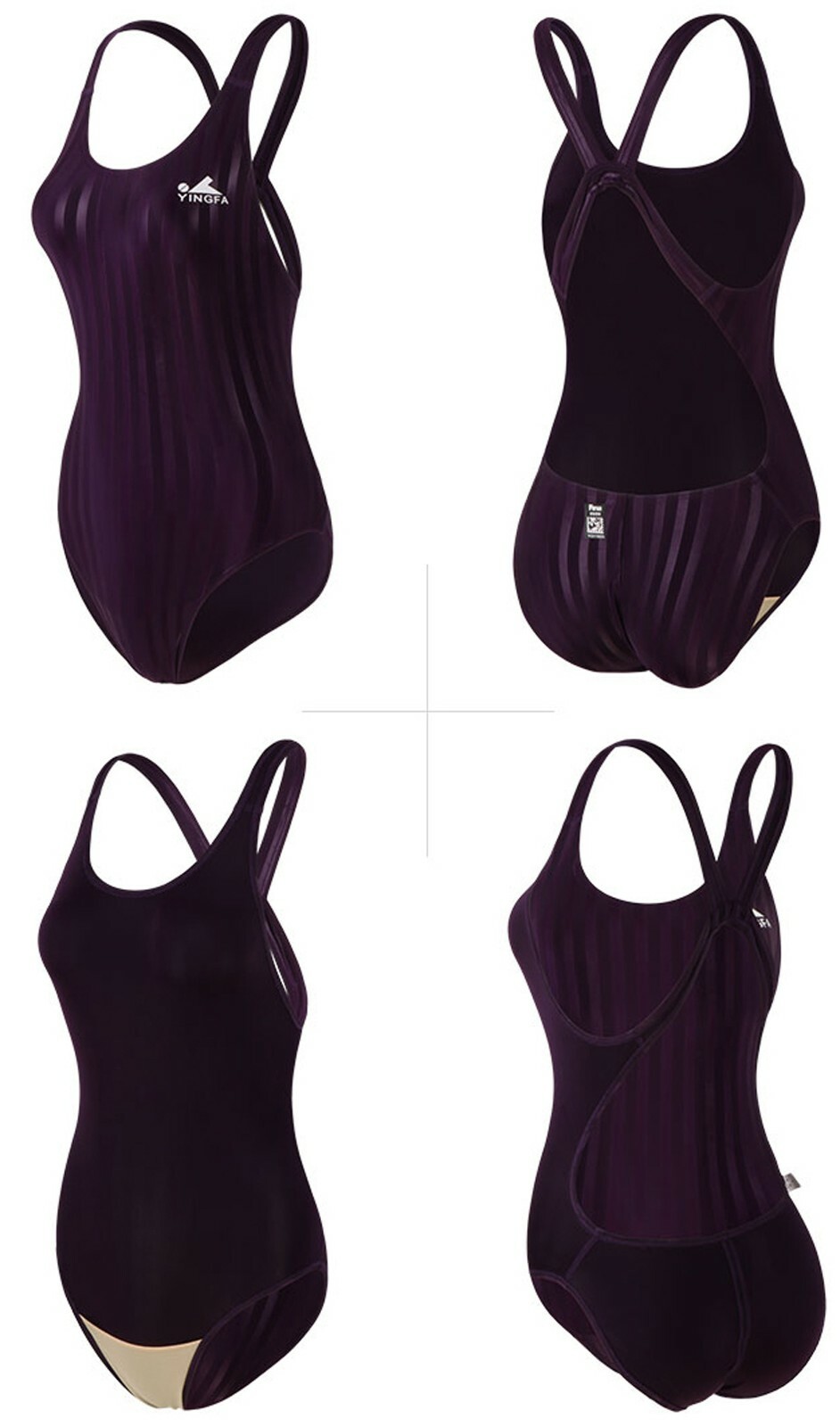 FINA Approved one piece racing & training swimsuit, Yingfa 982A Purple ...