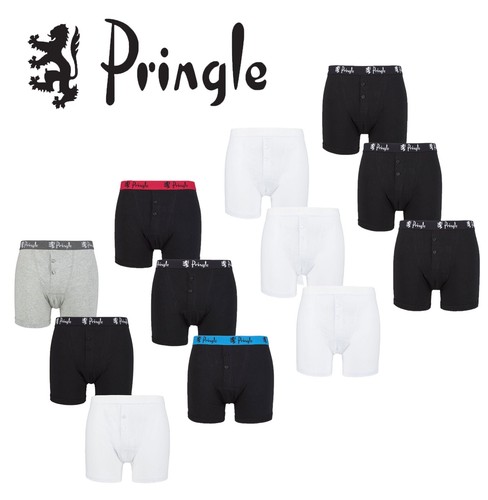 Pringle Men's Boxer Shorts Classic Button Fly Front Soft Cotton Stretch ...