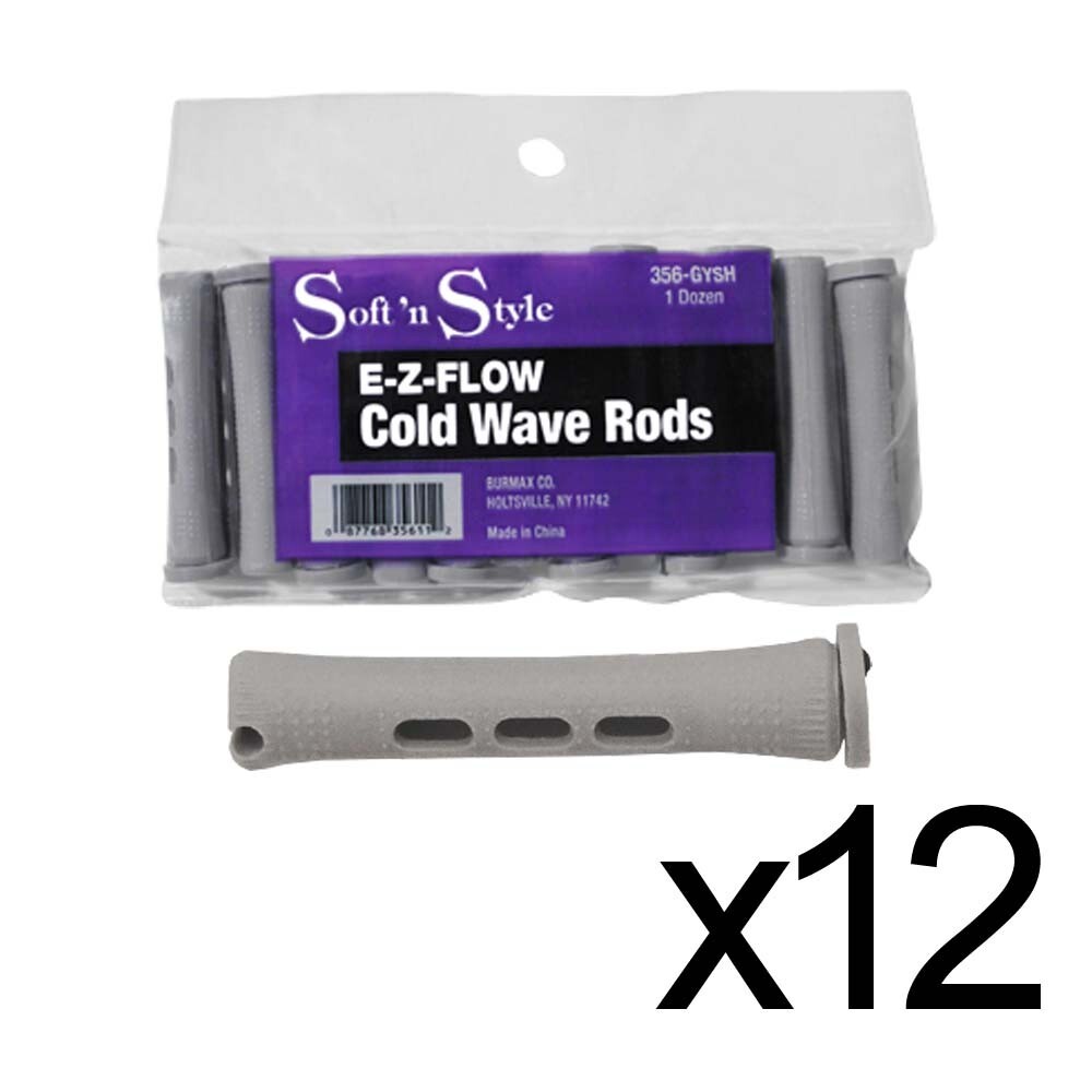 BEAUTY SALON EZ COLD WAVE HAIR PERM RODS - 1 DOZEN GRAY SHORT 12 PACk ...