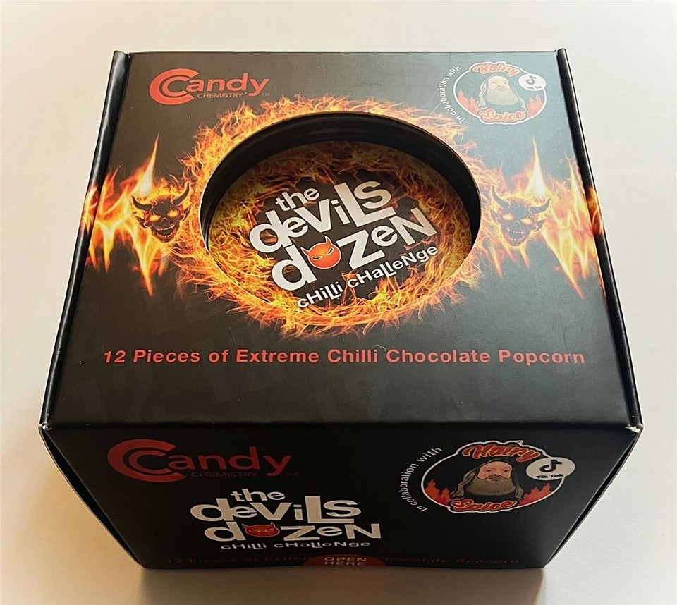 The Devils Dozen – Extreme Chilli Chocolate Popcorn Challenge Candy ...