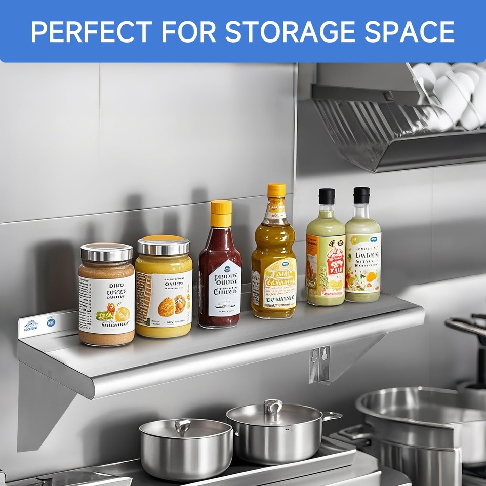 ROCKPOINT NSF Stainless Steel Shelf 14 x 60 Inches, 230 lb, Commercial ...