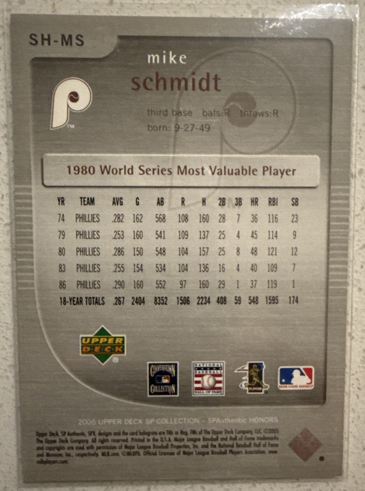 2005 Upper Deck SP Collection SP Authentic Honors Mike Schmidt #SH-MS ...