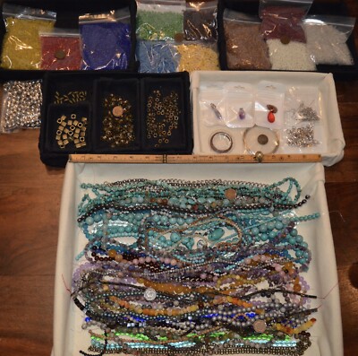 Large Huge Lot Jewelry Making Beads,8+Lb.New:Turquoise,Chain,Bronze ...