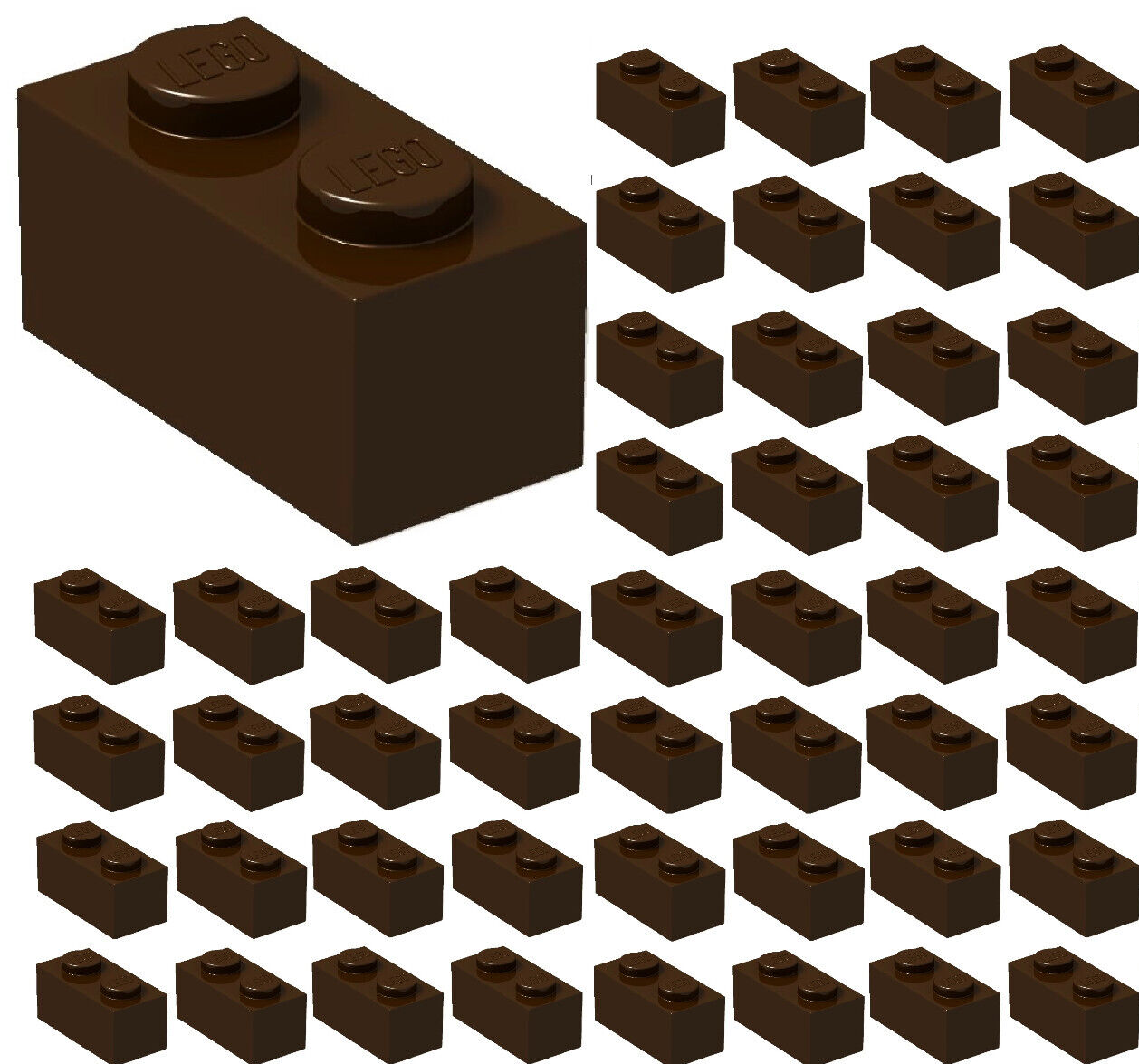 ☀️50x NEW LEGO 1x2 Dark Brown Bricks (ID 3004) BULK Parts City Building ...
