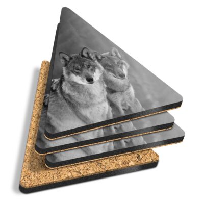 4x Triangle Coasters - BW - Wild Wolves Winter Animal Pack Wolf #40799 ...