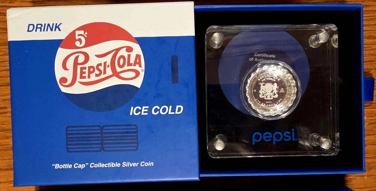 2022 Chad 6 g Pepsi-Cola Retro Bottle Cap Silver Coin (w/Box & COA) | eBay