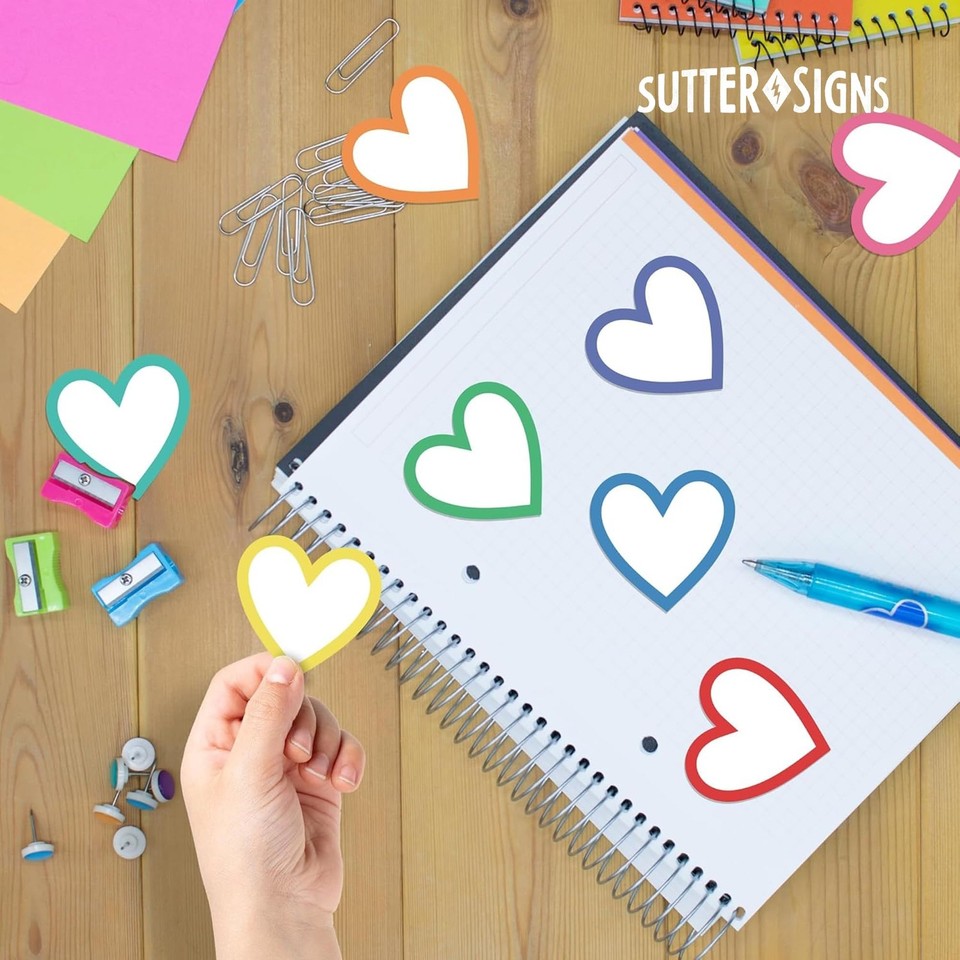 108 PCS 3x3 inch Paper Heart Cutouts for Bulletin Board Classroom ...