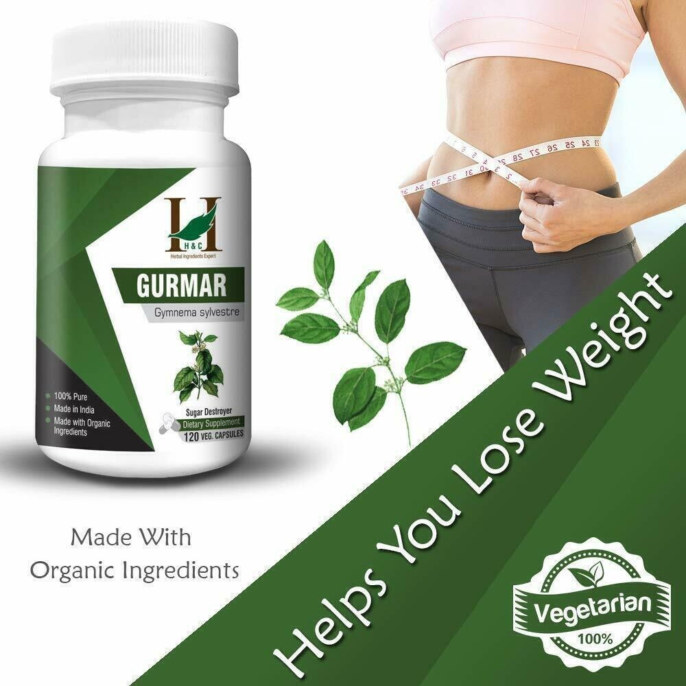 H&C Gymnema Sylvestre ( Gurmar, Gudmar ) Capsules, Pack of 120 Veg ...