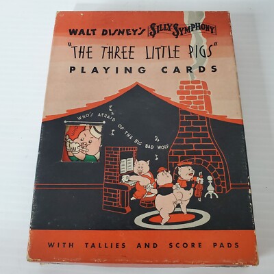 Vintage Three Little Pigs Playing Cards Walt Disney Silly Symphony Set ...