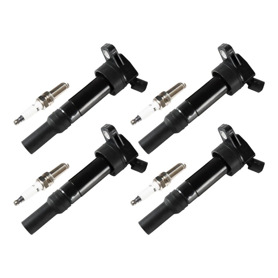 4 Pack Ignition Coils and Spark Plugs For Hyundai Kia Elantra Tucson ...