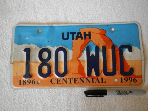 UTAH LICENSE PLATE # 180 WUC CENTENNIAL ARCHES NATIONAL PARK 2010 | eBay
