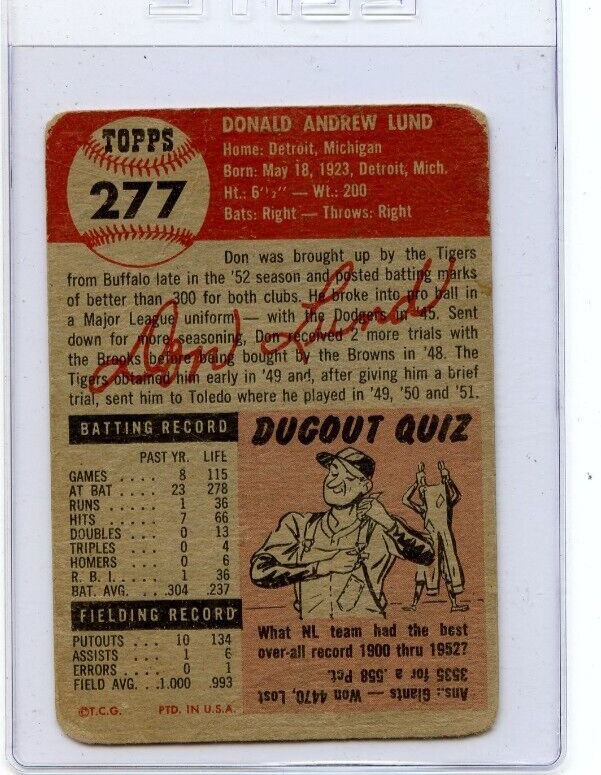 1953 Topps Don Lund Detroit Tigers #277 HI 💥💥🎆 Original | eBay