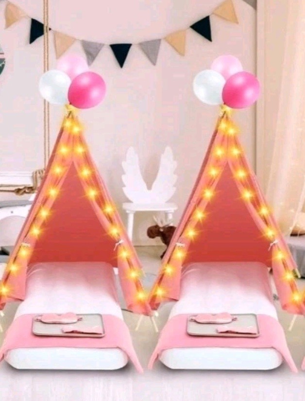 🏕️ ⭐ Windyun 2-Pack Kids Teepee Tent Sleepover Party Set – Pink | eBay