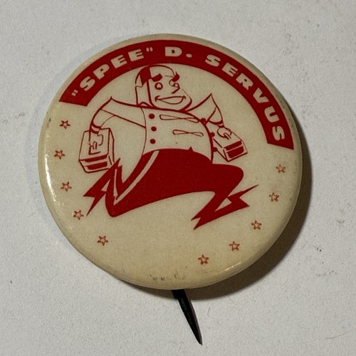 Spee-D-Servus Mechanical Bellop Man Pinback Button VTG 1940-50’s | eBay