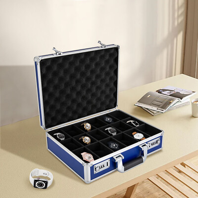 18 Slot Watch Box Watch Case Watch Box Locking Display Briefcase Watch ...