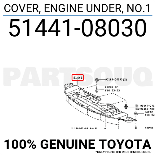 5144108030 Genuine Toyota COVER, ENGINE UNDER **VIN** 51441-08030 | eBay