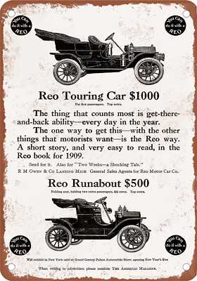 METAL SIGN - 1909 Reo Vintage Ad 01 - Old Retro Rusty Look | eBay