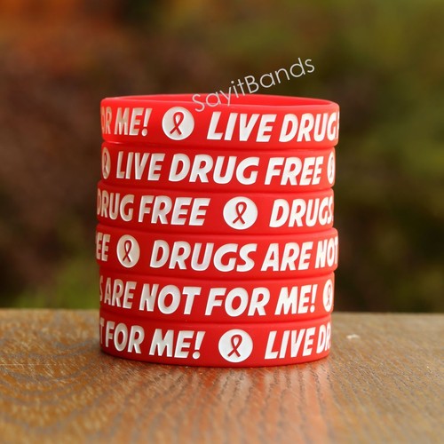 100 Live Drug Free Wristbands - Anti Drug Bracelets - Drugs are Not For ...