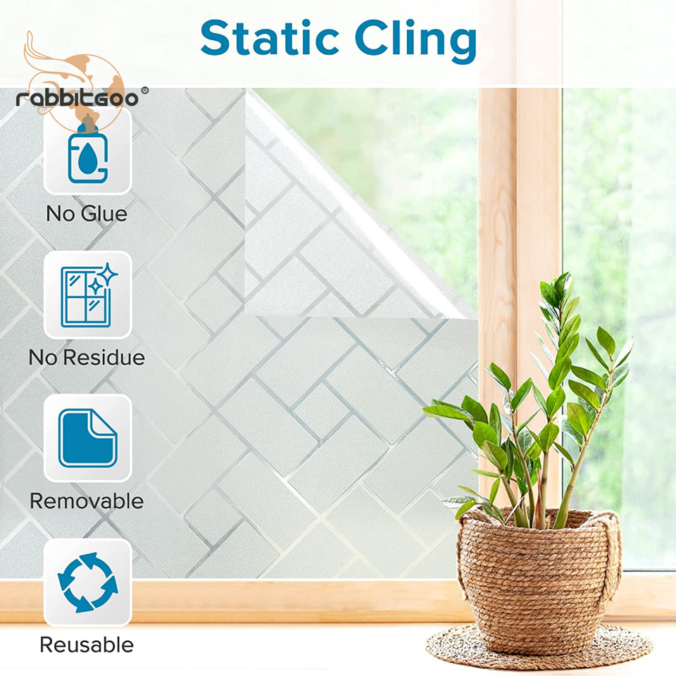 rabbitgoo Window Privacy Film Frosted Static Cling Sticker Decorative ...