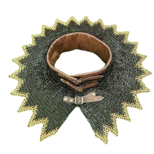 Medieval Chainmail Collar Mild Steel Flat Riveted with Brass Ring ...