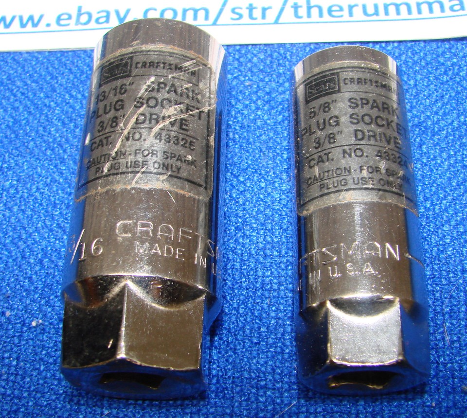 SEARS CRAFTSMAN SPARK PLUG SOCKET SET -- 3/8" DRIVE -- USA --43325 / ...