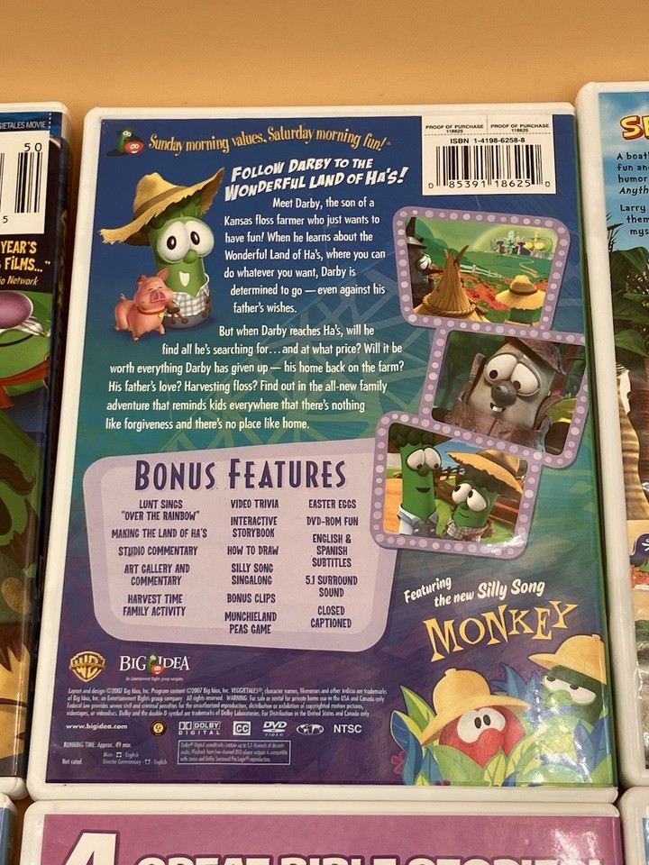 Lot of 8 VeggieTales DVD's Christian Values Bible Stories Songs + Larry ...