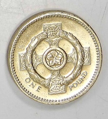 1996 ROYAL ARM Ireland Celtic Cross ONE 1 POUND UK ERROR COIN UPSIDE ...