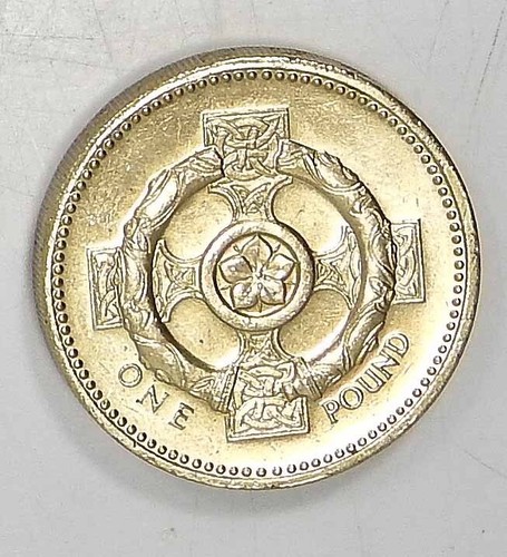 1996 ROYAL ARM Ireland Celtic Cross ONE 1 POUND UK ERROR COIN UPSIDE ...
