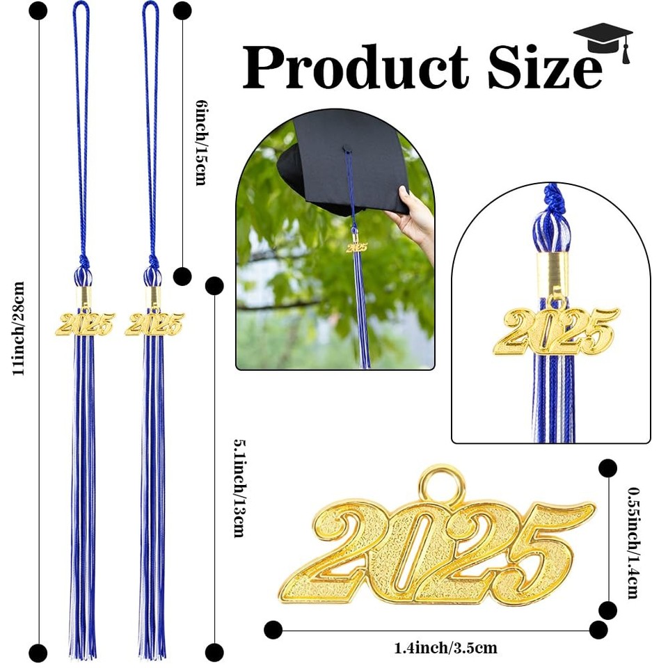 Graduation Tassel 2025 Charm Cap Decoration Blue White Ceremonies 2 PCS ...