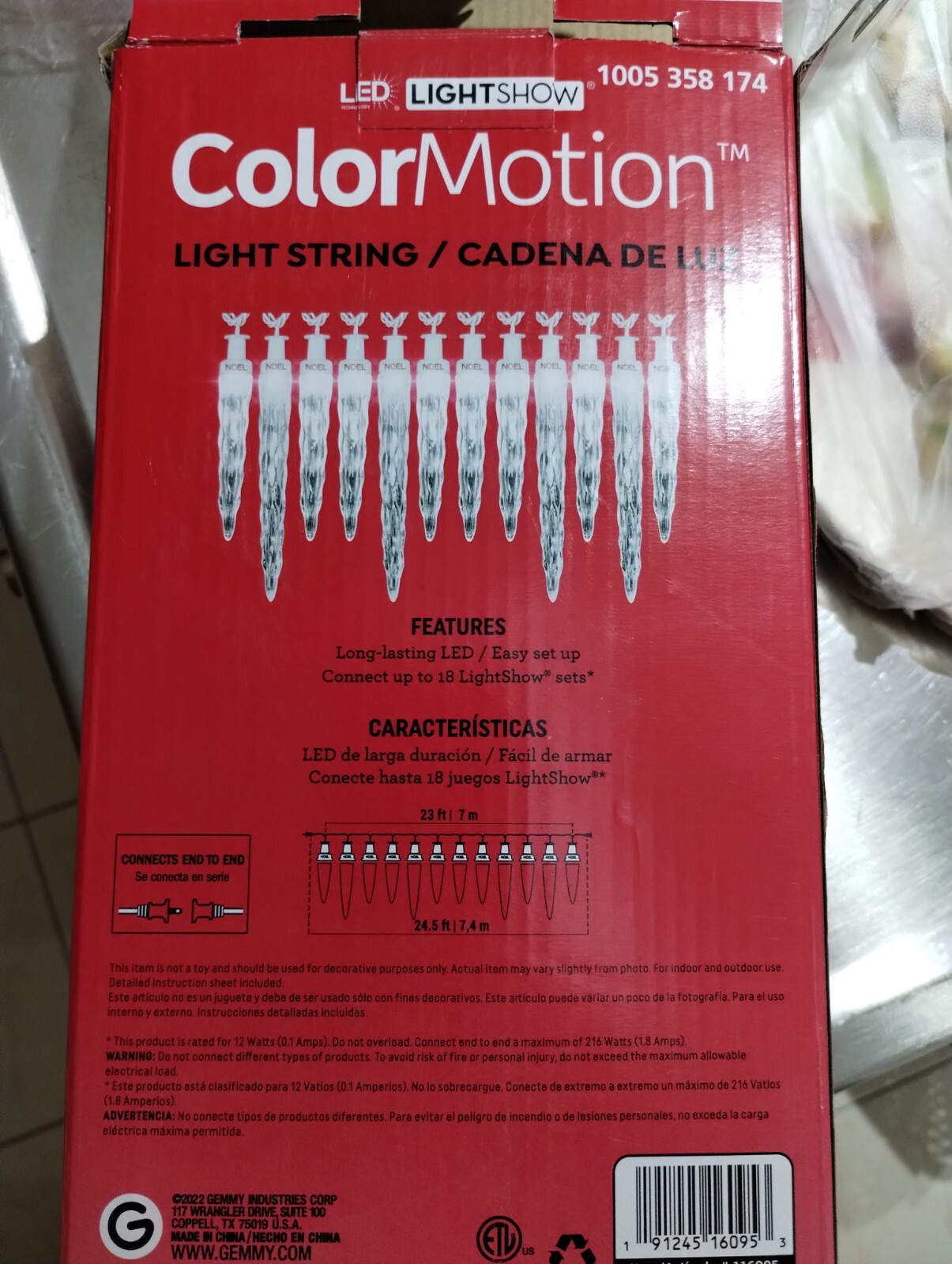 Gemmy Lightshow Color Motion 24 Count White Deluxe LED Christmas Icicle ...