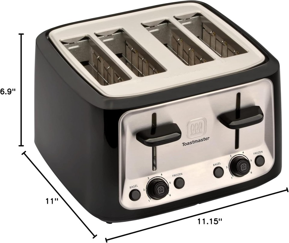 Toastmaster 4-Slice Cool Touch Toaster, Black with Stainless ( Free ...