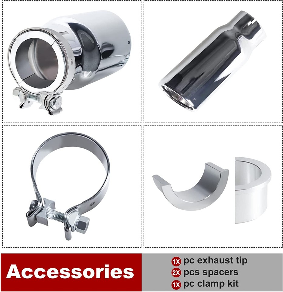 Black/Sliver Chrome Exhaust Tip Kit For 2005-2022 Toyota Tacoma PT932 ...