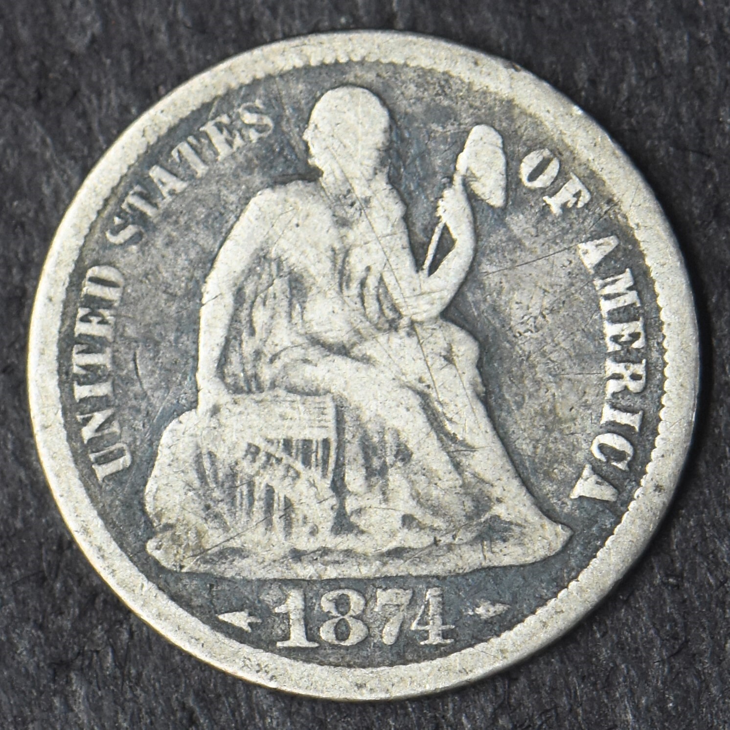 1874-P "Arrows" Seated Liberty Silver Dime - COINGIANTS - | eBay