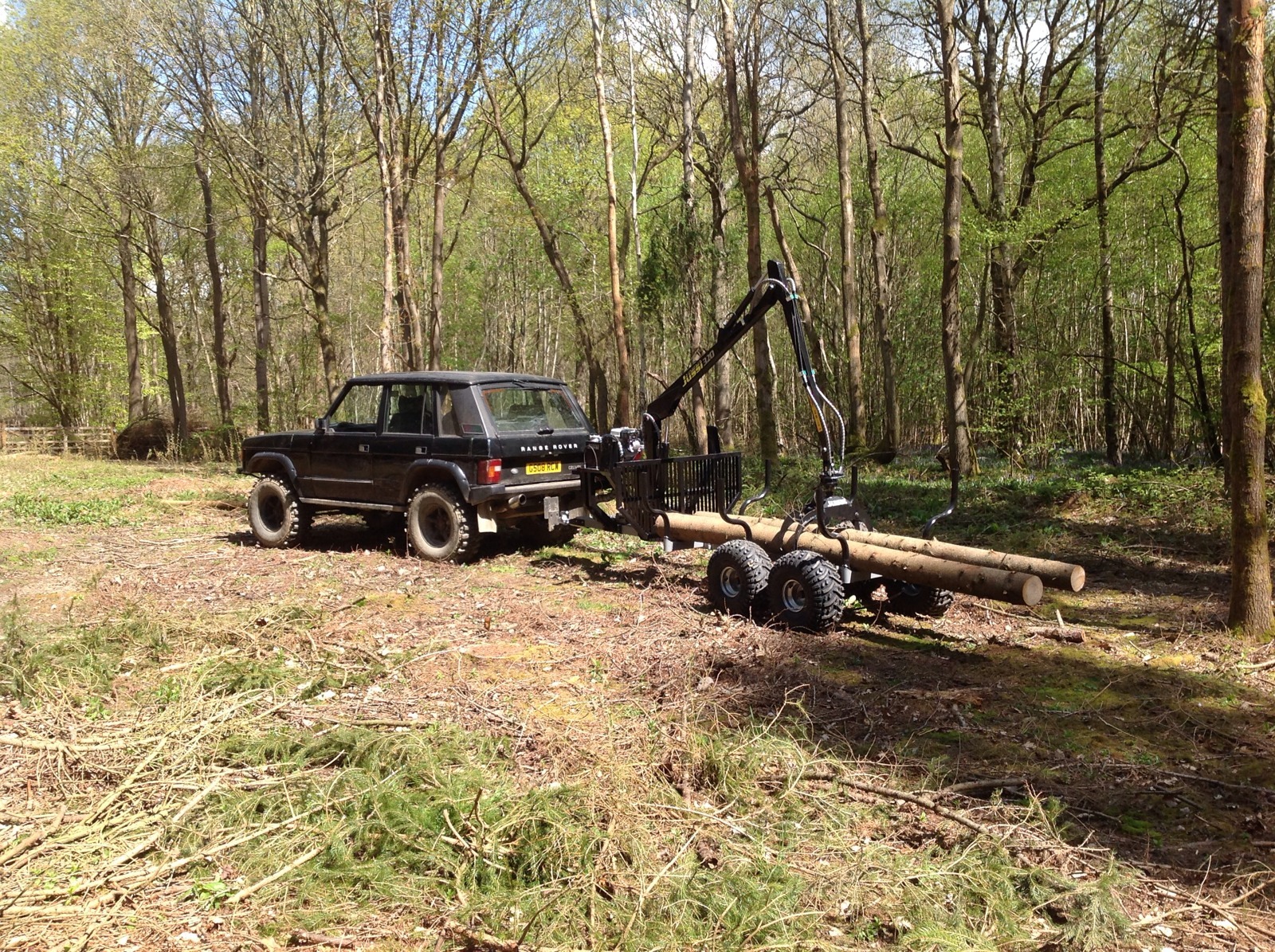 Land Rover Range Rover Hilux 2 Tonne Forestry Timber Crane Trailer ...