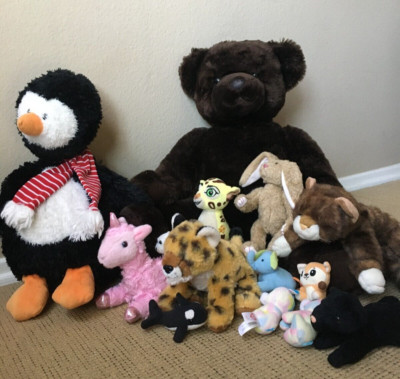 FUZZY FURRY CUDDLE STUFFED PLUSH ANIMAL 14 TOY LOT BEAR BUNNY CHEETAH ...