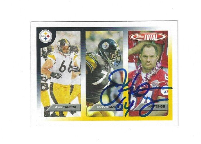 Signed JEFF HARTINGS Pittsburgh Steelers 2005 Topps Total Card #365 w ...