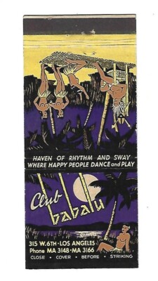 Club babalu - Los Angeles Matchcover Great Girlie | eBay