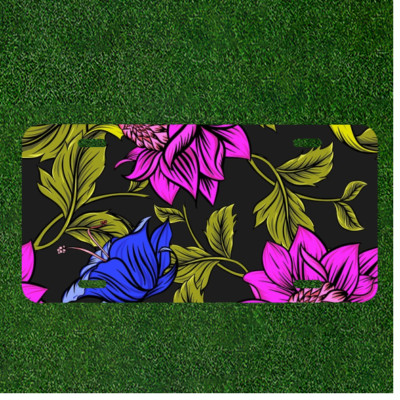 Custom Personalized Auto Tag With Amazing Purple And Blue Flower Design ...