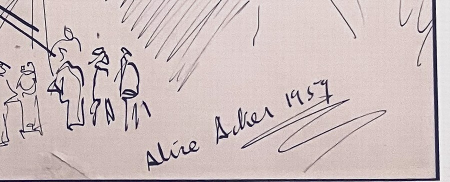 Alice Acker Original Signed 1957 Ink Drawing of a Taos Indian Pueblo ...