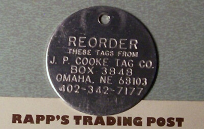 Vintage Dog License REORDER TAG J P Cooke animal ACO misc. tag | eBay