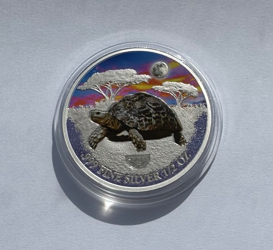 2022 Cameroon Leopard Turtle Silver Color Coin Tortoise Africa Wildlife ...