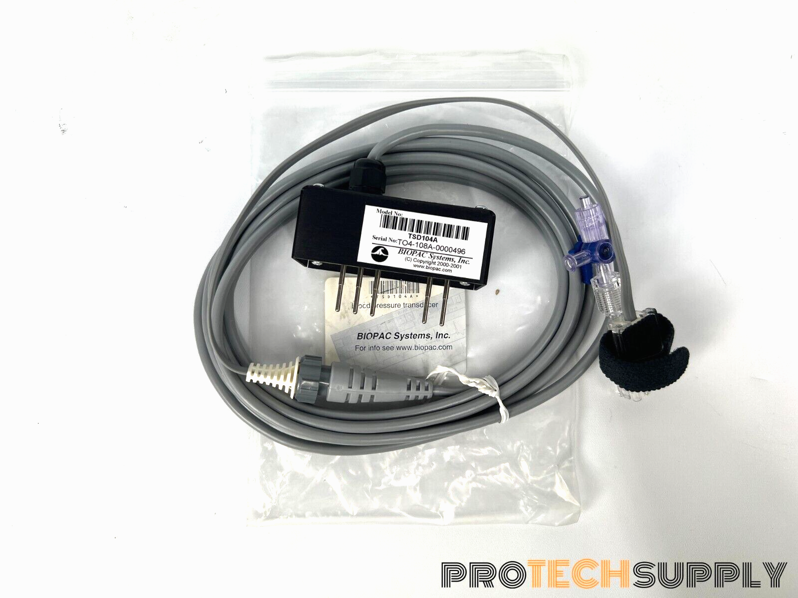 Biopac TSD104A Blood Pressure Transducer w/ Valve Pressure Sensor NEW w ...