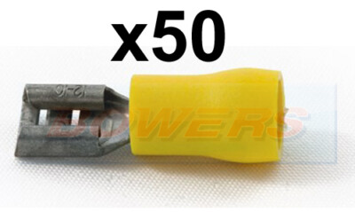 YELLOW FEMALE SPADE LUCAR CONNECTORS TERMINALS 6.3mm FOR 3 - 6mm² CABLE ...