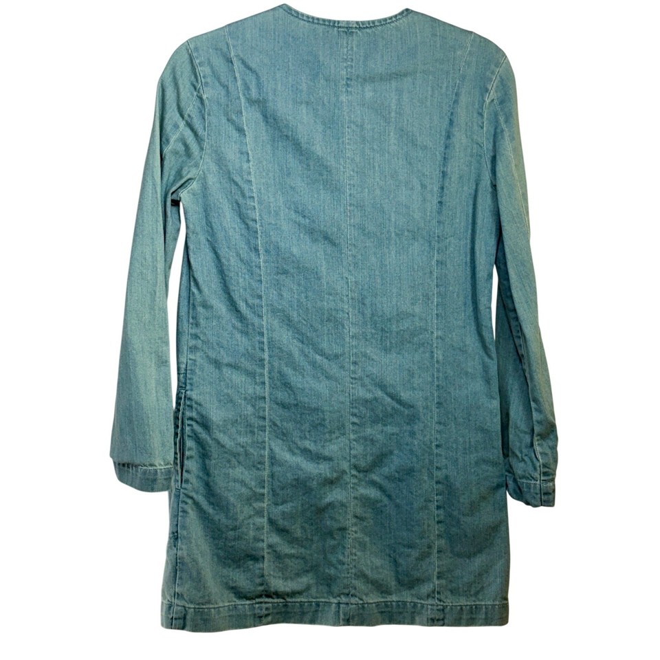 BB Dakota Chambray Minidress Faded Light Blue L/S Zip Up Women's Small ...